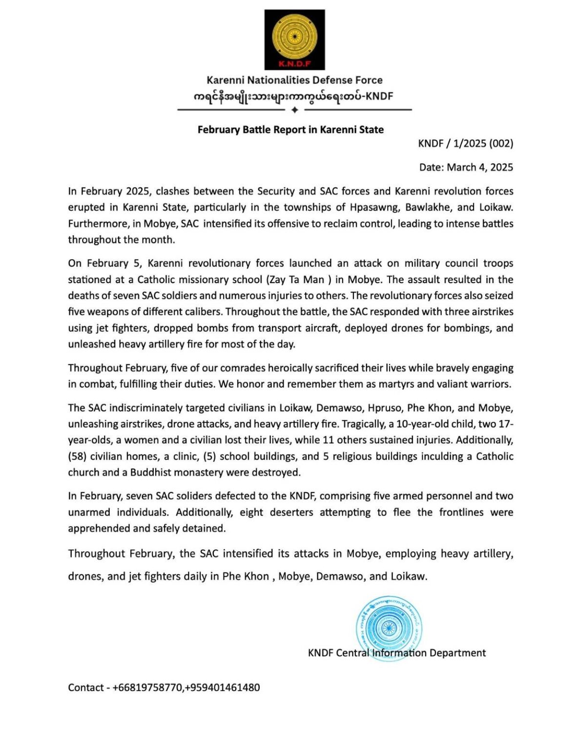 Karenni National Defense Force (KNDF) – Karenni National Defense Force ...